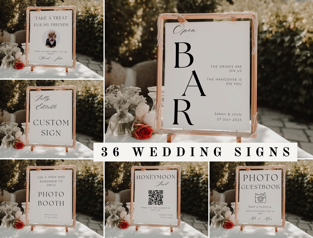 Wedding Signs Bundle, Modern Minimalist Wedding Sign Bundle, Wedding ...