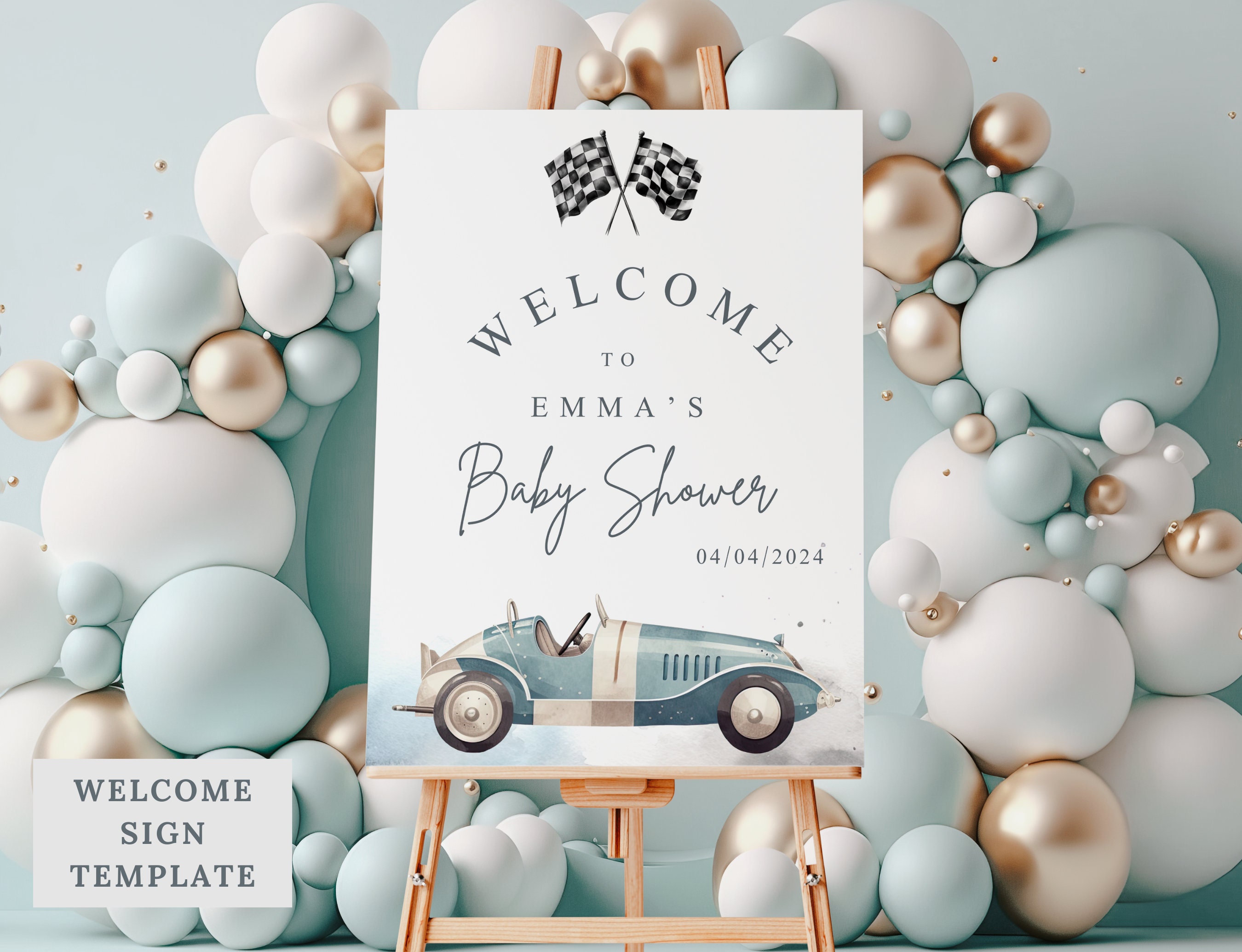 Race Car Baby Shower Party Bundle, Vintage Race Car Baby Shower ...