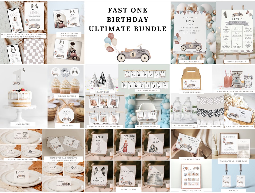 Fast One Race Car Bundle, Fast One Birthday, First Birthday Party ...
