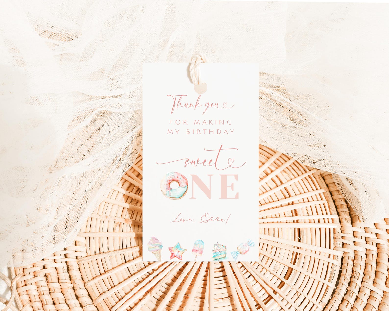 Sweet One 1st Birthday Thank You Tag (digital Download) - Etsy