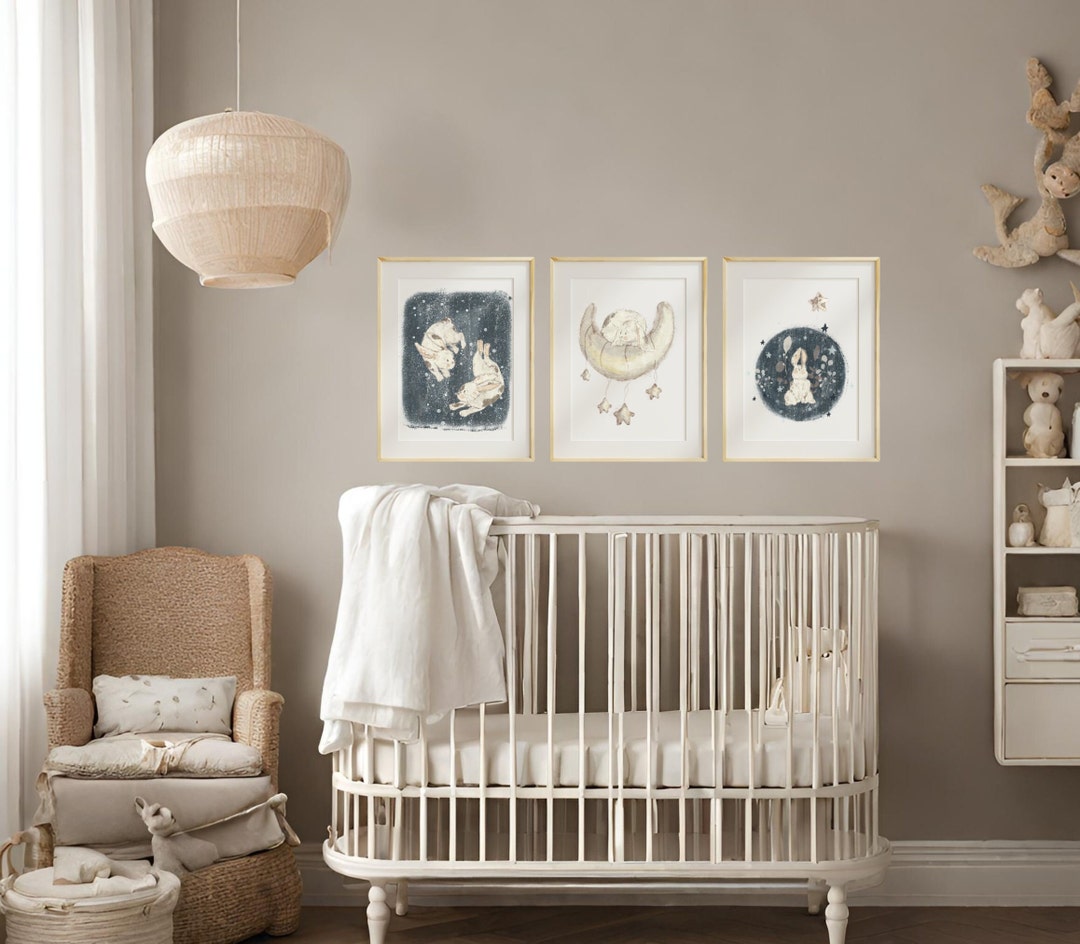 Bunny Nursery Wall Art, Nursery Decor, Bunny Nursery Print Set, Bunny ...
