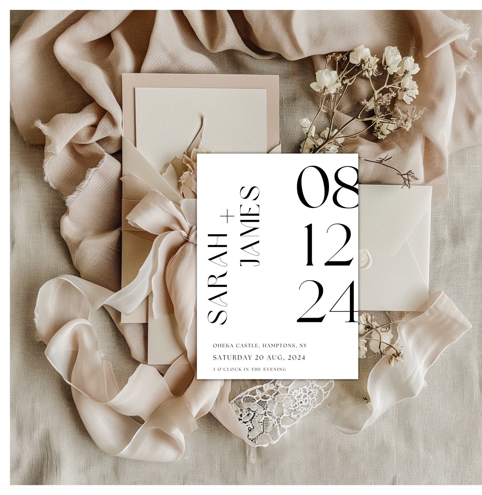 Modern Contemporary Wedding Invitation Suite, Modern Black Invitation ...