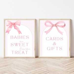 Editable Pink Baby Shower Signs, Pink Bow Watercolor Signs, Pink ...