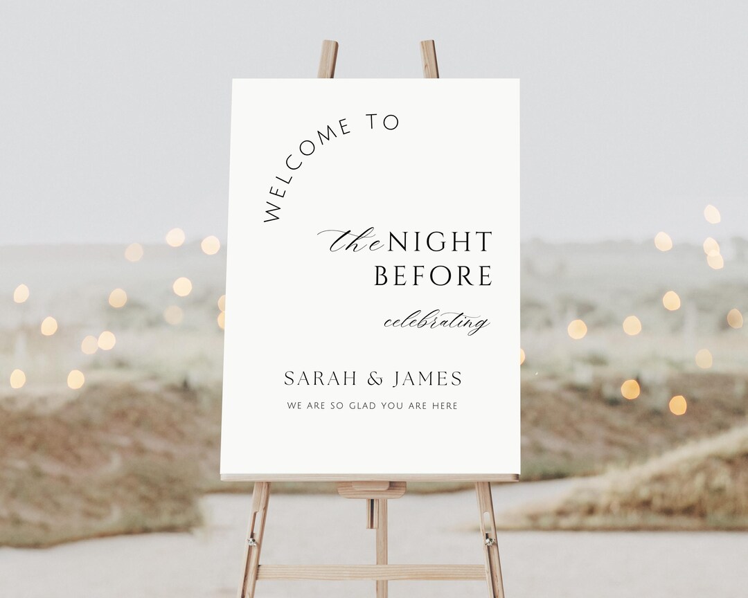 The Night Before Welcome Sign Template, Rehearsal Dinner Welcome Sign ...