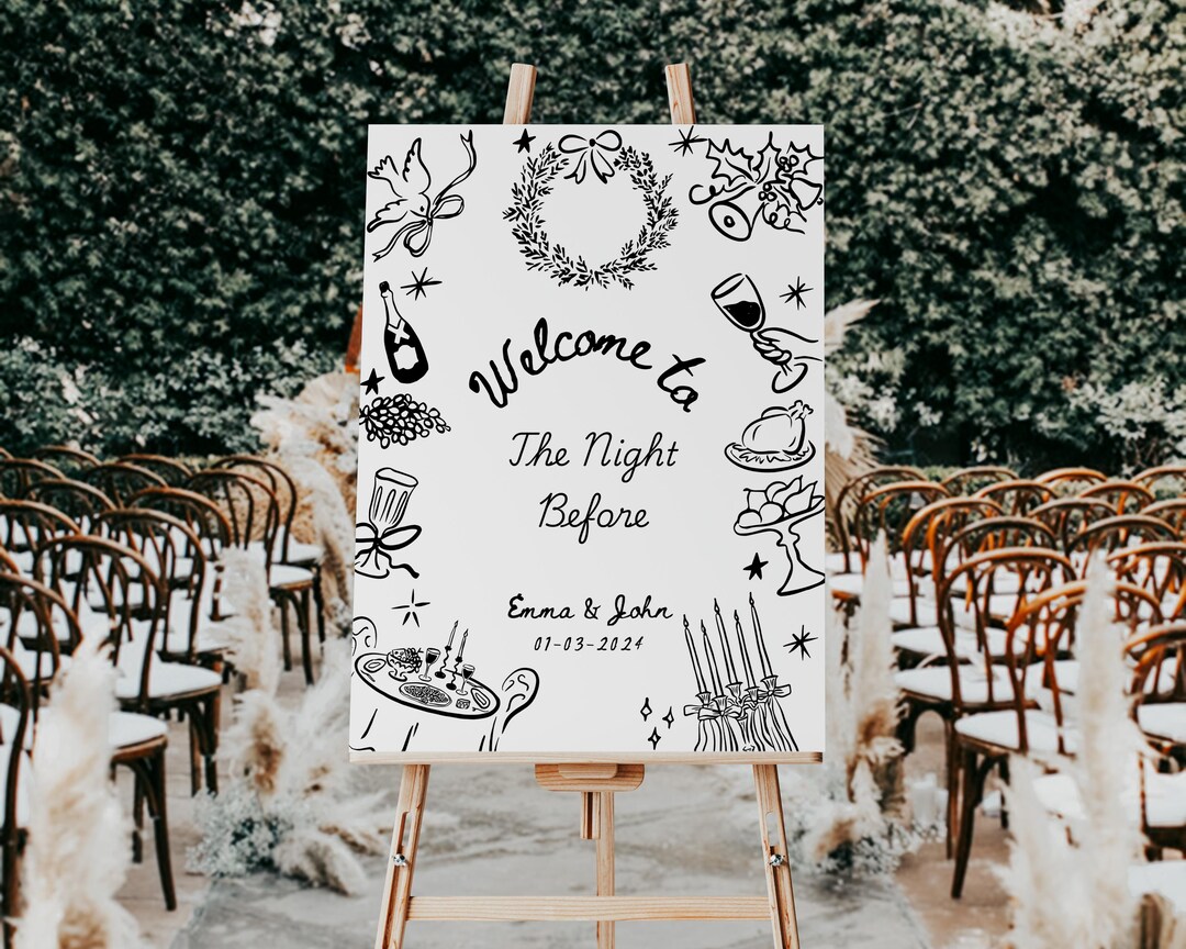The Night Before Welcome Sign Template, Winter Rehearsal Dinner Welcome ...