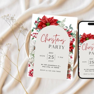 Minimalist Christmas Party Invitation Template, Christmas Party ...