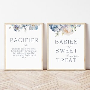 Baby in Bloom Table Signs, Minimal Sign Templates, Blue Baby in Bloom ...