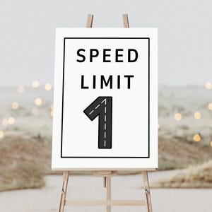 Speed Limit 1 Sign Template, Fast ONE Race Car Birthday Party Sign, 1 ...