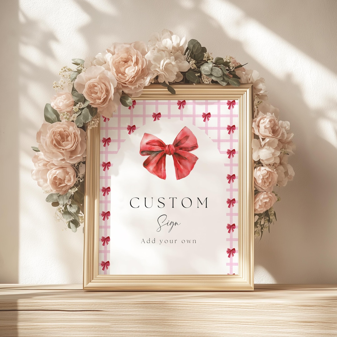 Pink Bow Custom Sign, She's Tying the Knot Bridal Shower Sign, Pink Bow ...