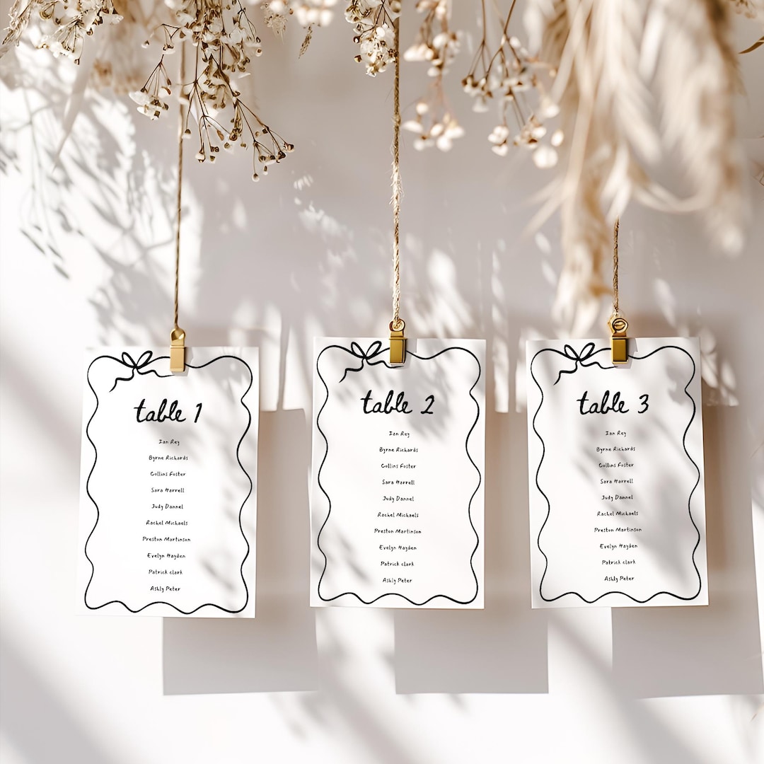 Handwritten Wedding Seating Chart Cards Template, Wedding Table Chart ...