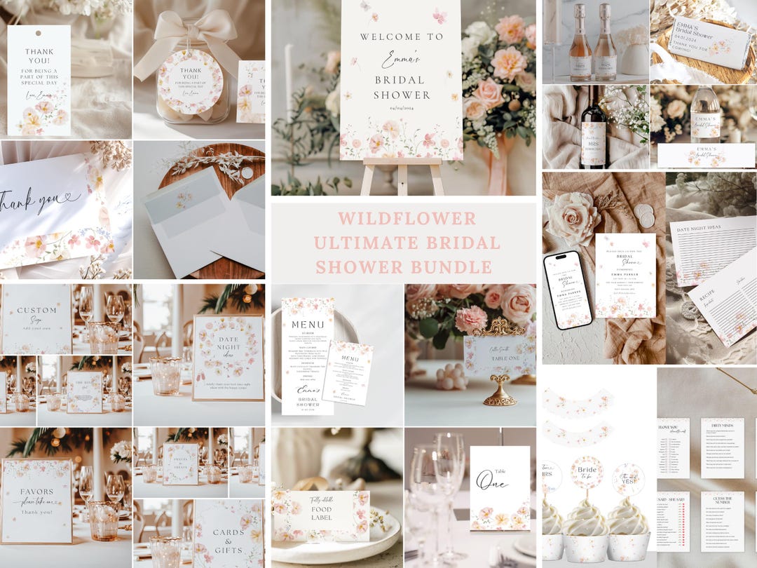 Wildflower Bridal Shower Invitation Bundle, Love is in Bloom Bridal ...