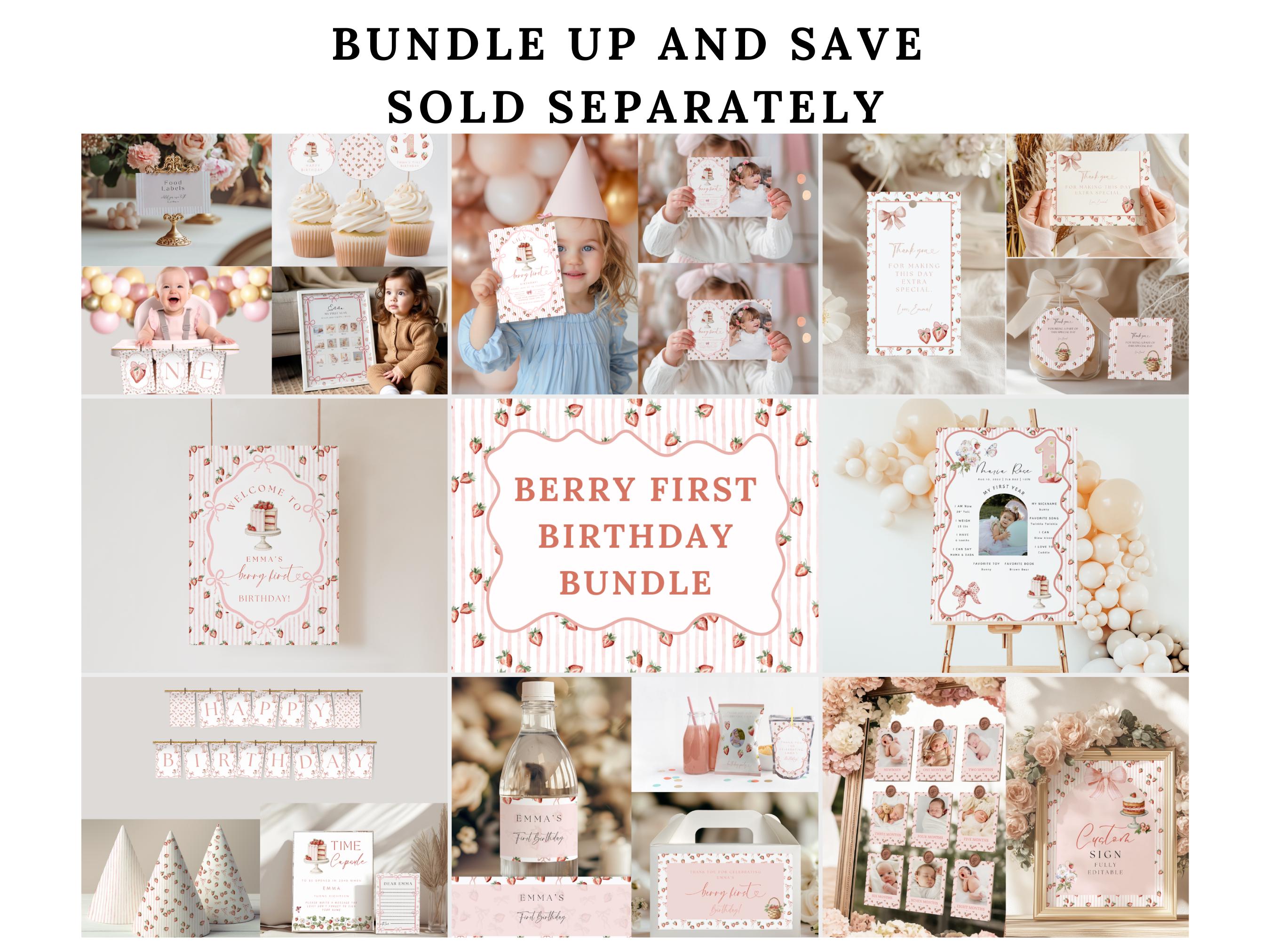 Berry First Birthday Milestone Cards, Berry Sweet First Birthday ...