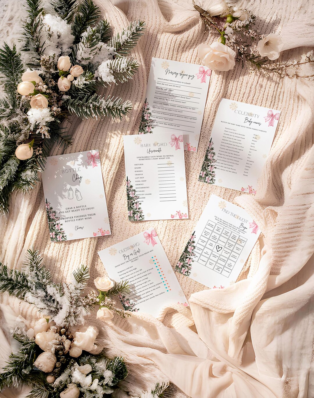 Christmas Baby Shower Games, Baby It's Cold Outside, Pink Christmas ...