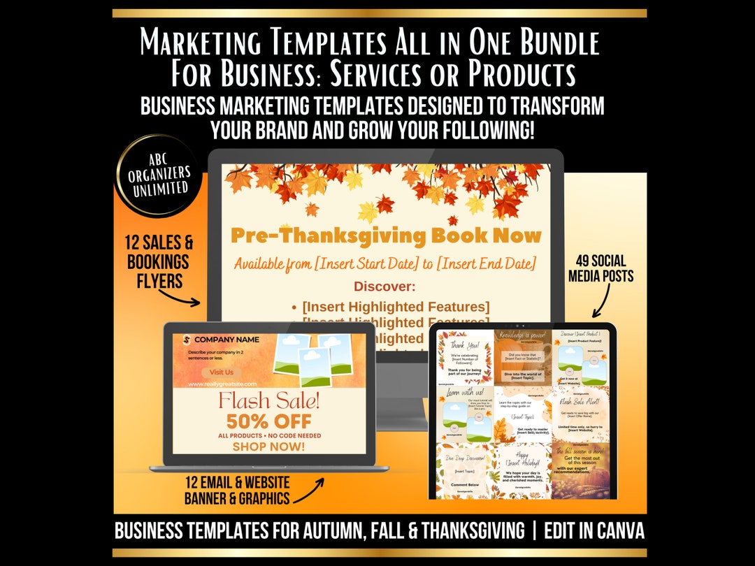 Autumn, Fall & Thanksgiving Business Marketing All in One Bundle for ...