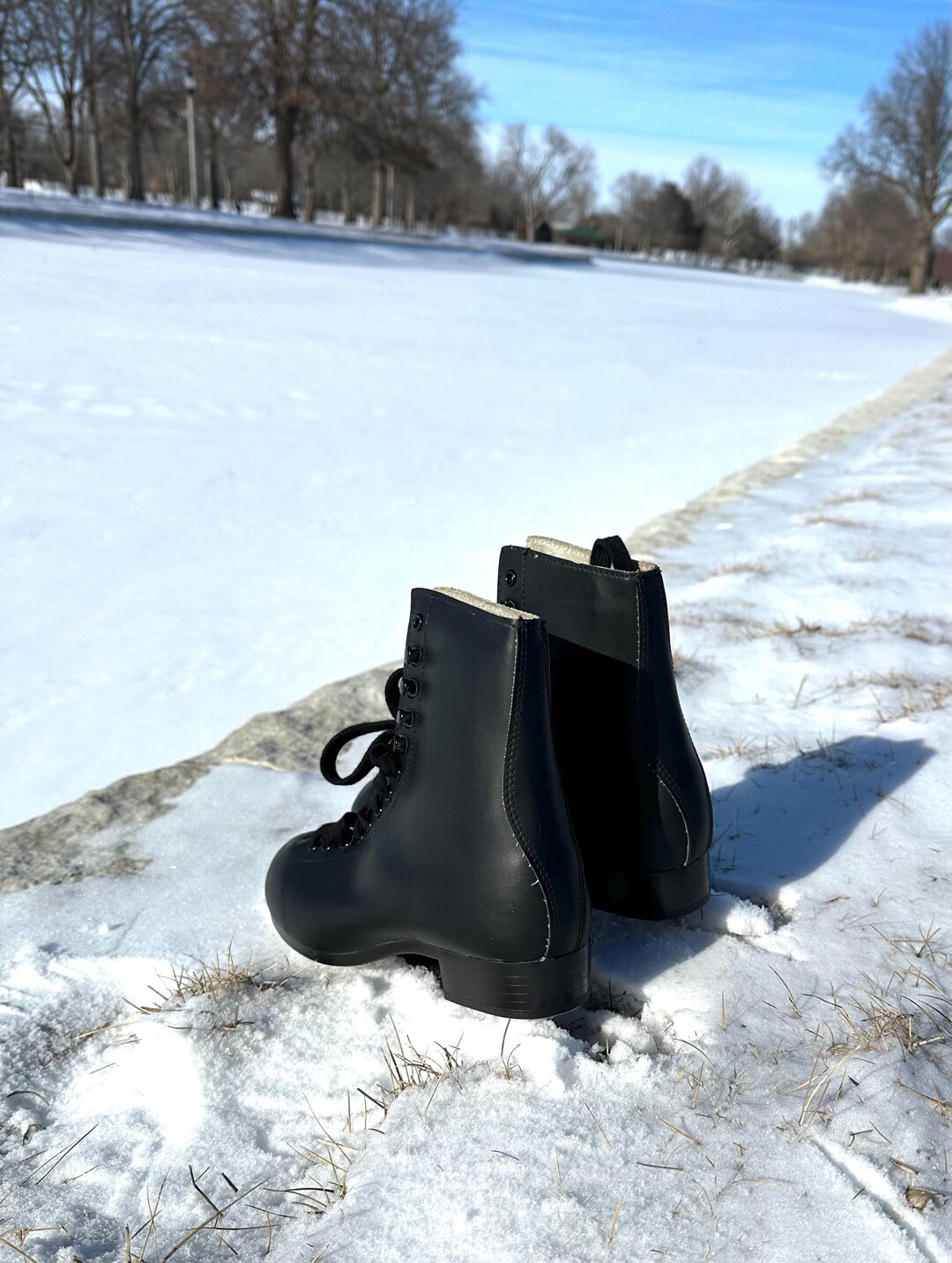 Vintage High Top Ice Skates, Size 9, Black Leather With Imperial Blades ...