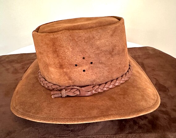 Vintage Suede Leather Bush Hat, Size Small, Made in S… - Gem