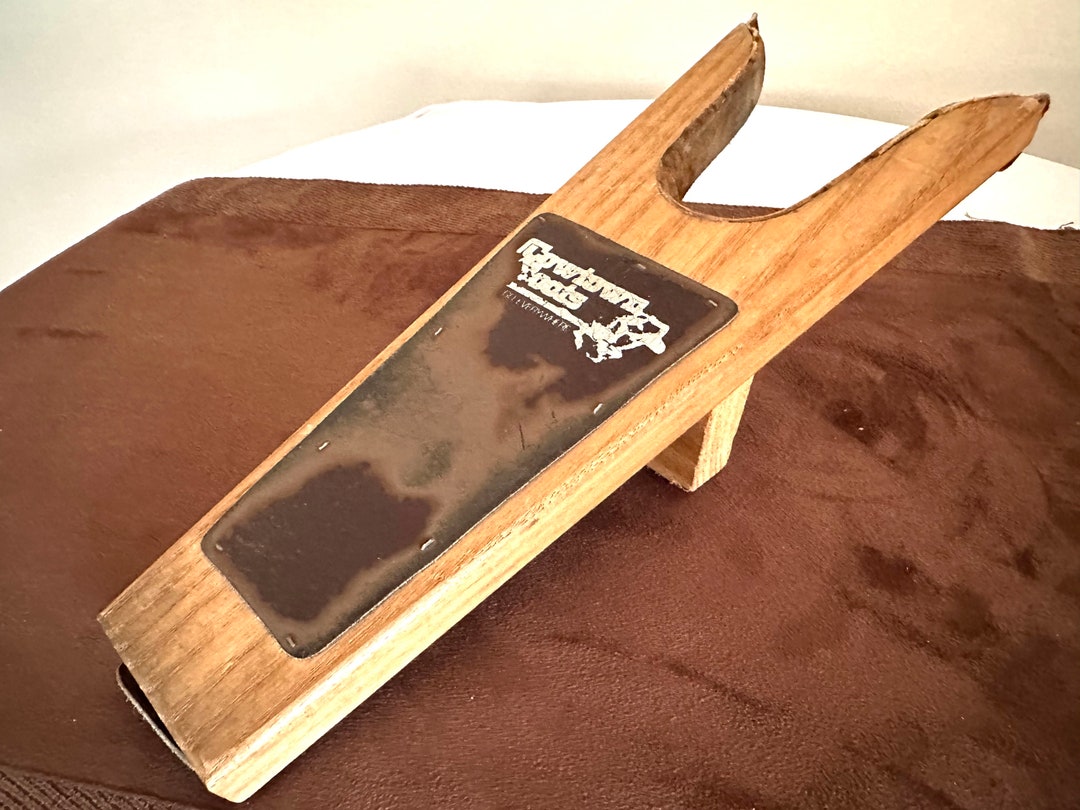 Vintage Solid Wood and Leather Boot Jack - Etsy
