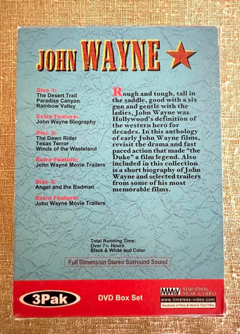Vintage John Wayne 3 Pack DVD Box Set, 7 Feature Films - Etsy