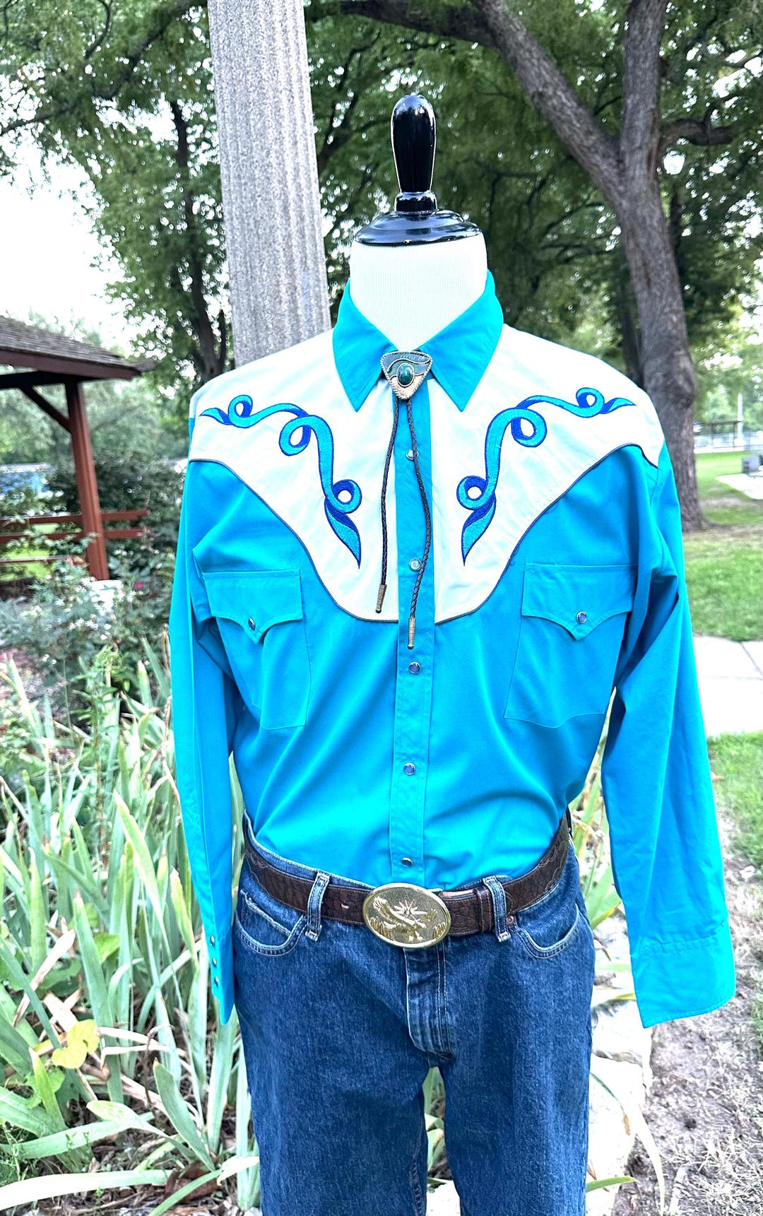 Vintage Men's Turquoise Western Shirt, Size XL, by Ely Diamond - Etsy
