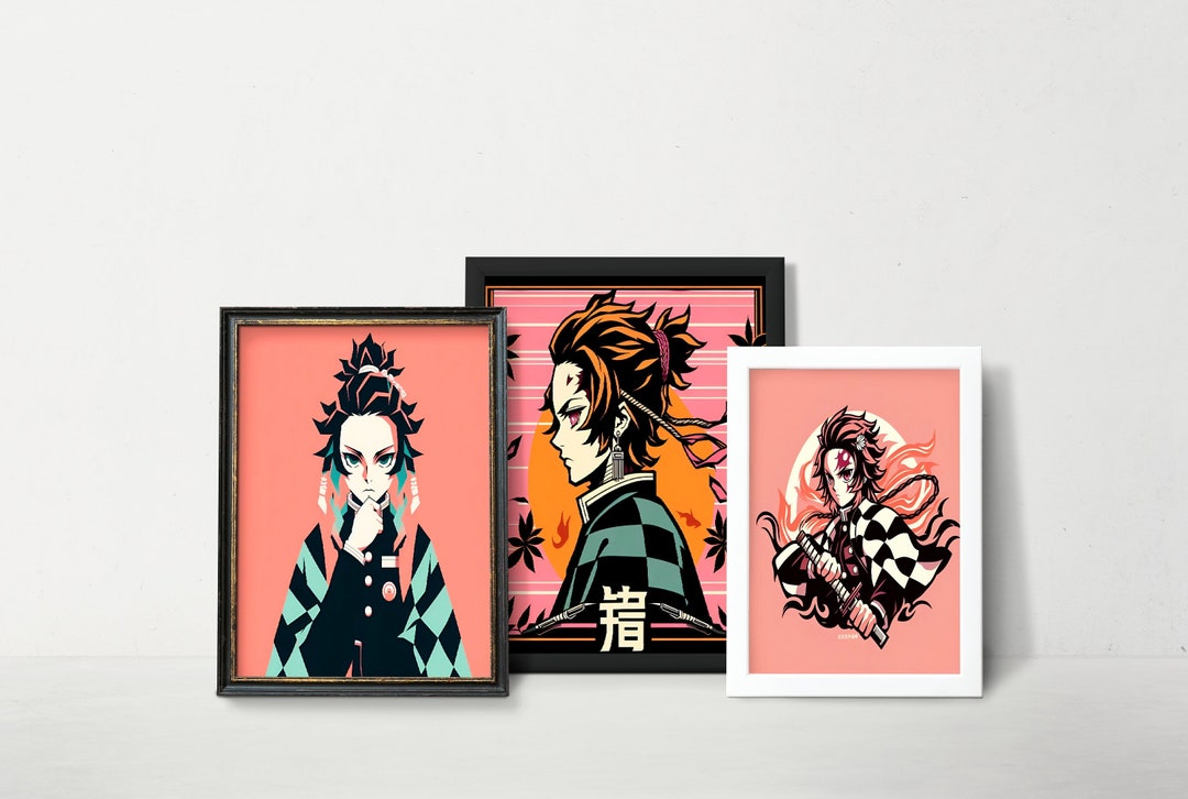 Set 3 Demon Slayer Minimalist Art Poster Prints Anime Decor Gifts Anime ...