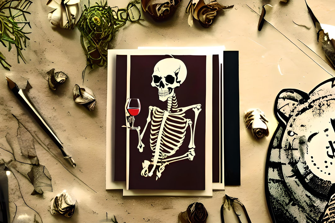 Halloween Party Skeleton Greeting Card Set for Halloween Lovers ...