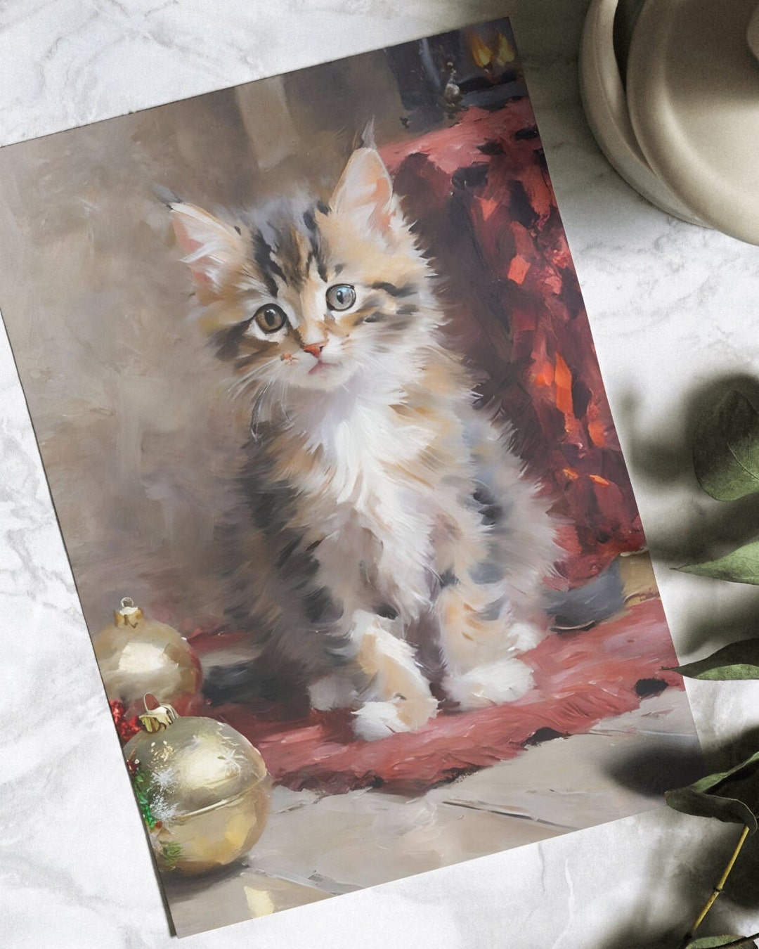 Frameable Cards Kitten Christmas Greeting 5x7 Holiday Cat - Etsy