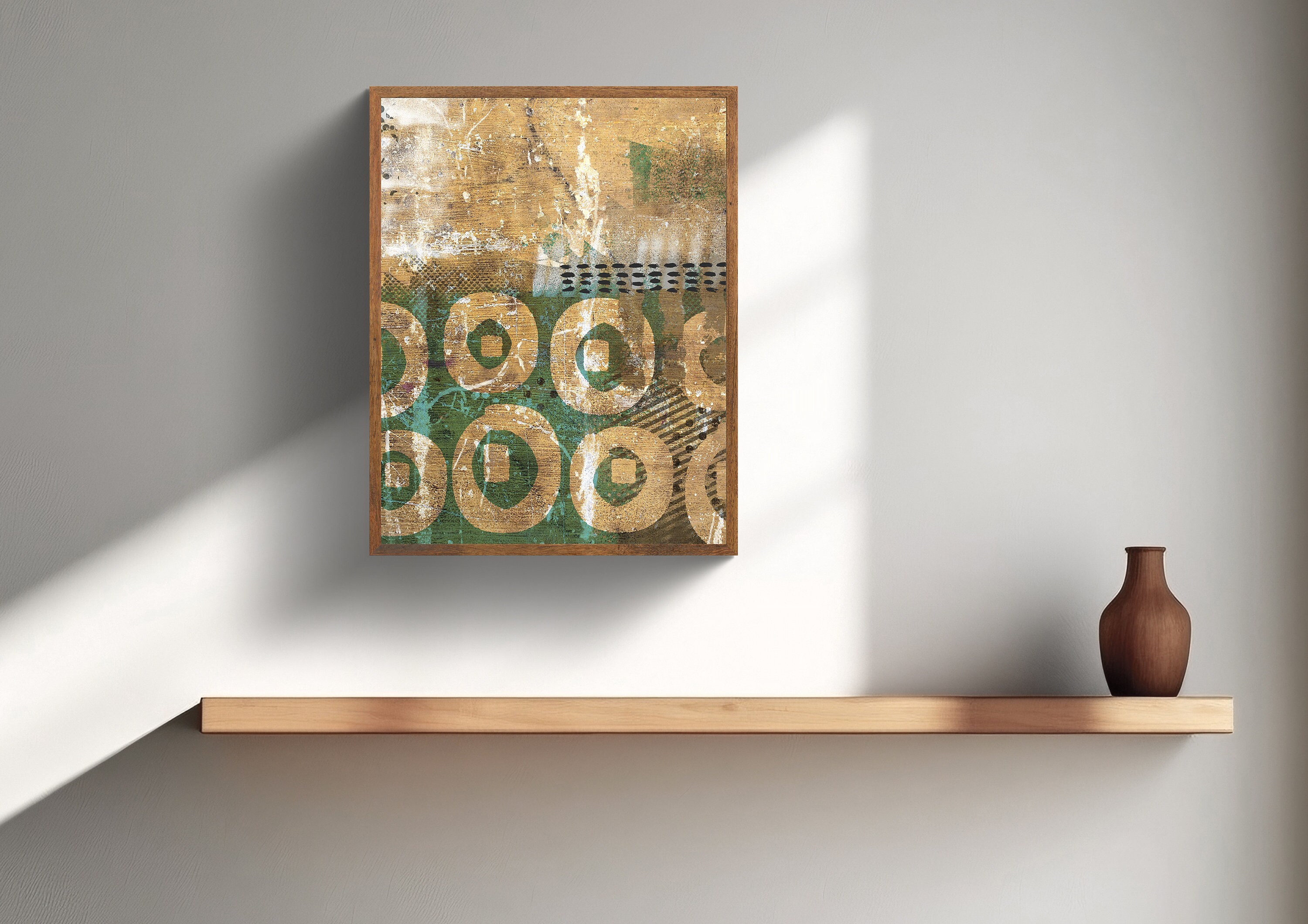 Boho Earth Tone Abstract Printable Art, Brown and Green Art, Instant ...