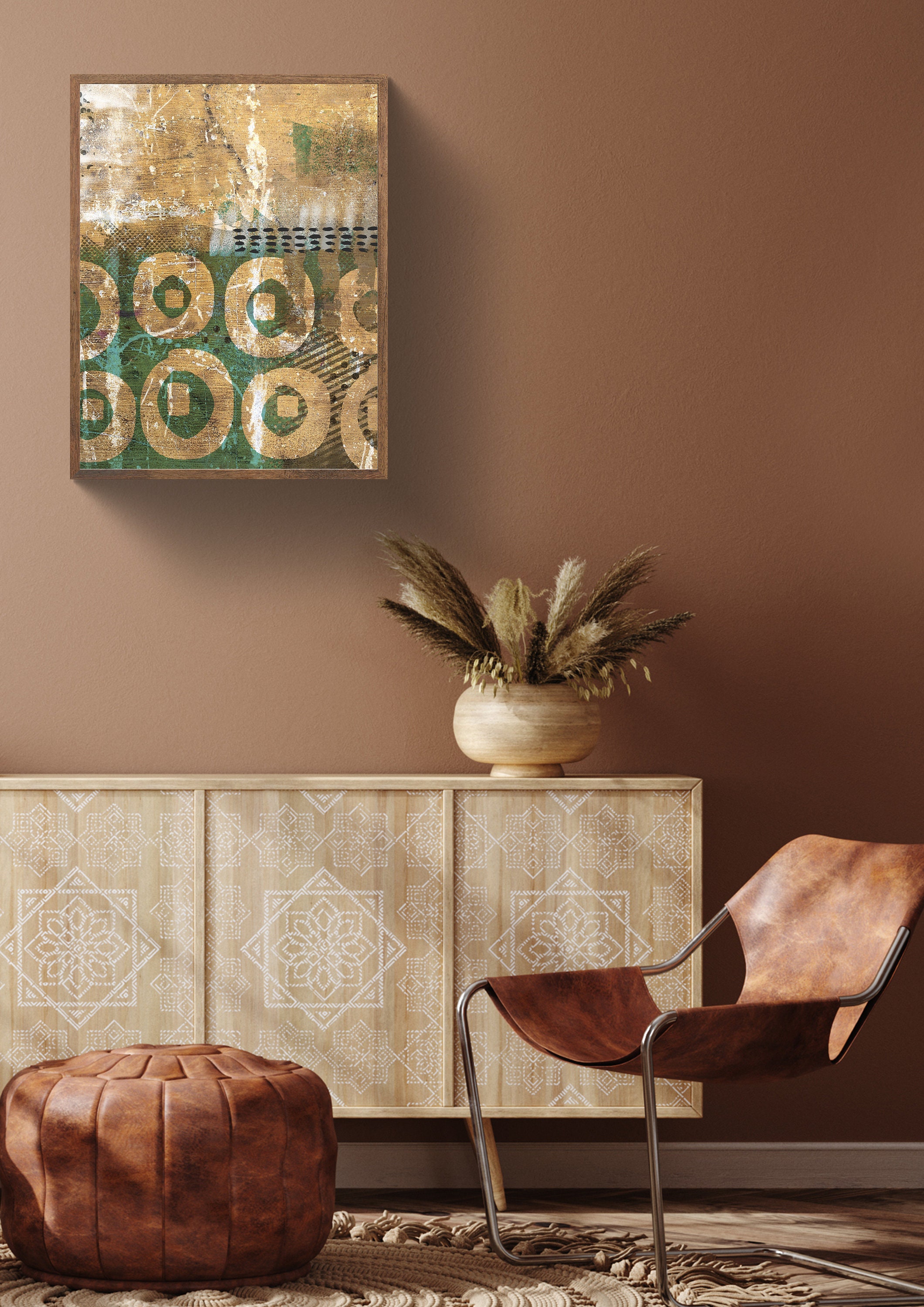 Boho Earth Tone Abstract Printable Art, Brown and Green Art, Instant ...