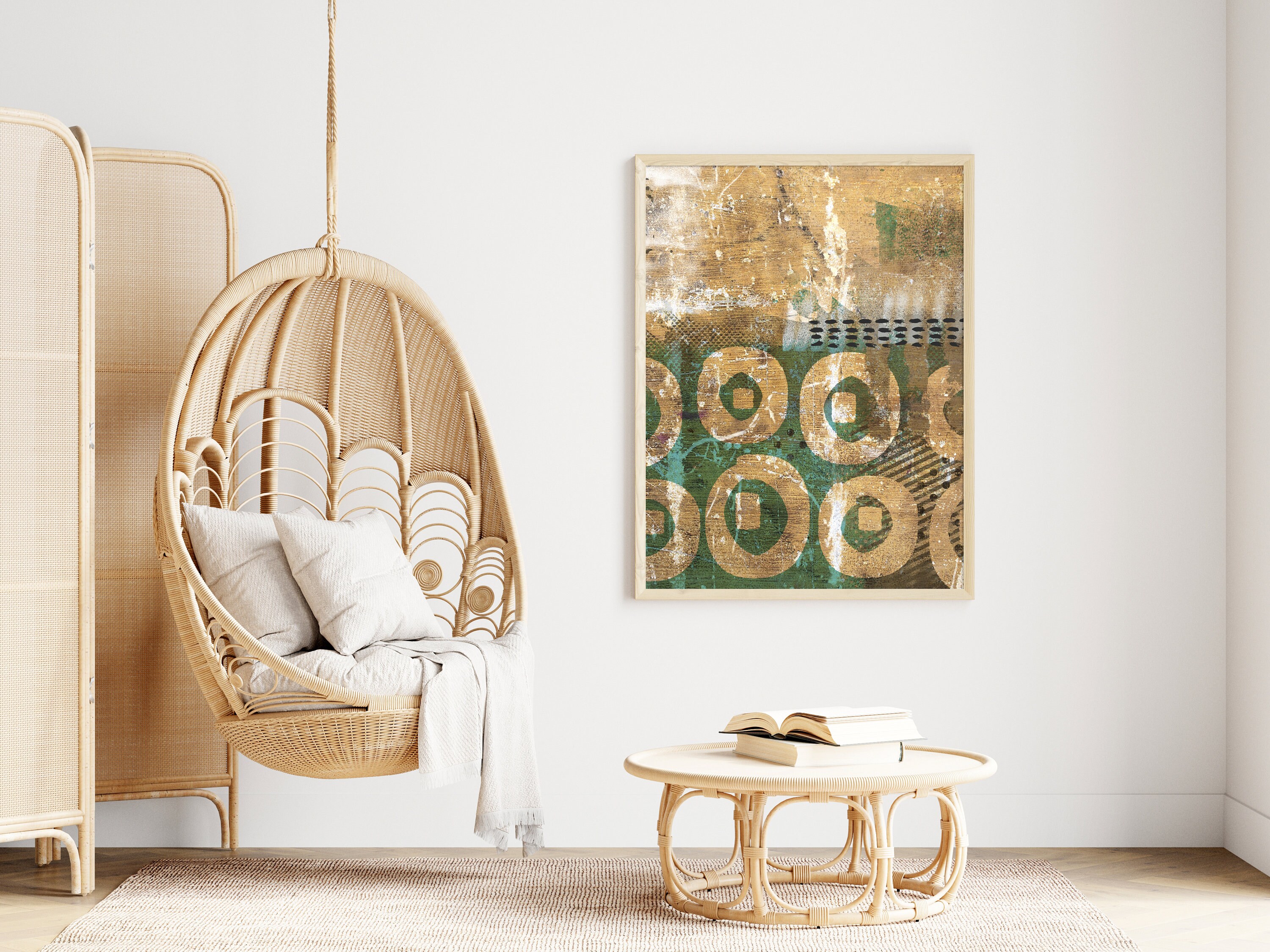 Boho Earth Tone Abstract Printable Art, Brown and Green Art, Instant ...