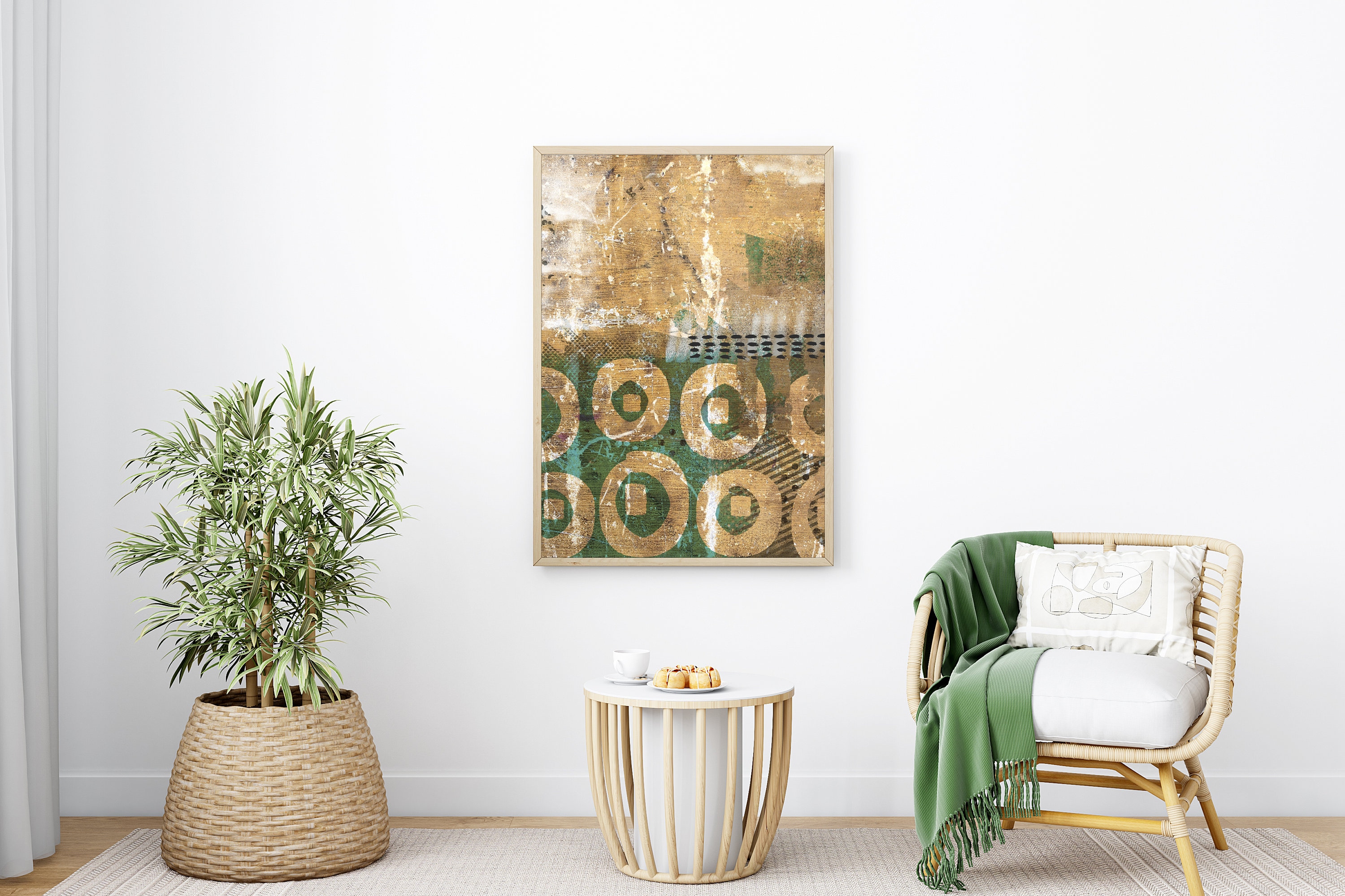 Boho Earth Tone Abstract Printable Art, Brown and Green Art, Instant ...