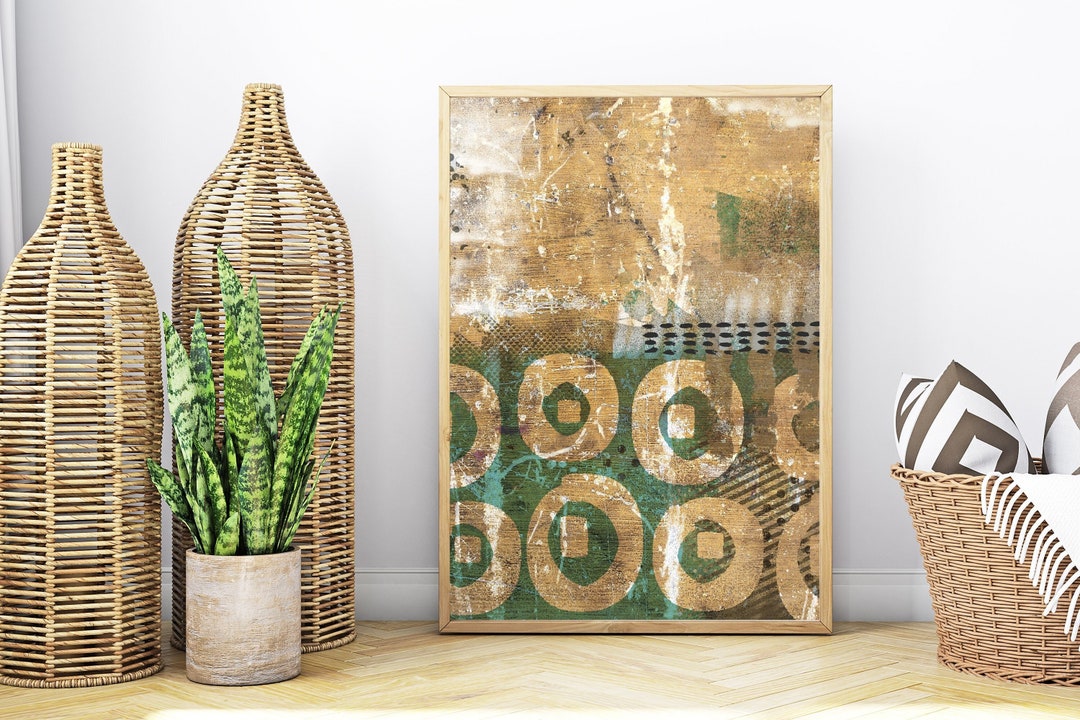 Boho Earth Tone Abstract Printable Art, Brown and Green Art, Instant ...