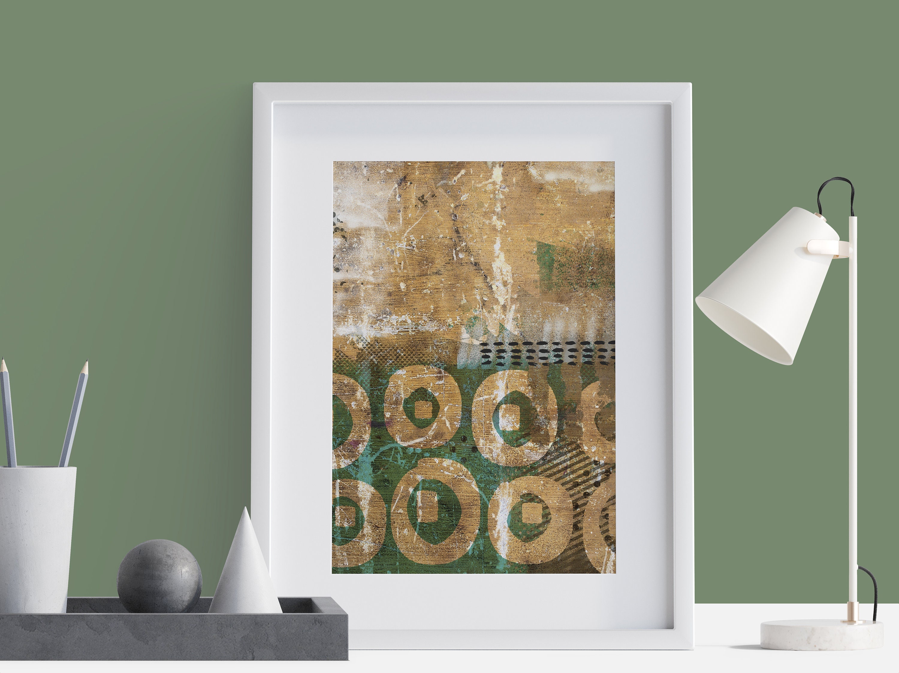Boho Earth Tone Abstract Printable Art, Brown and Green Art, Instant ...