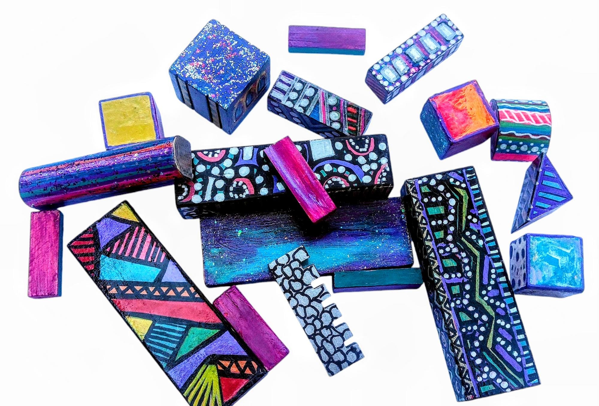 Purple Hand Painted, Set of 19 Art Blocks- Storybook Collection - Etsy