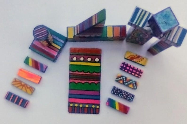 Hand Painted Block Art- Oodles of Doodles Collection - Etsy