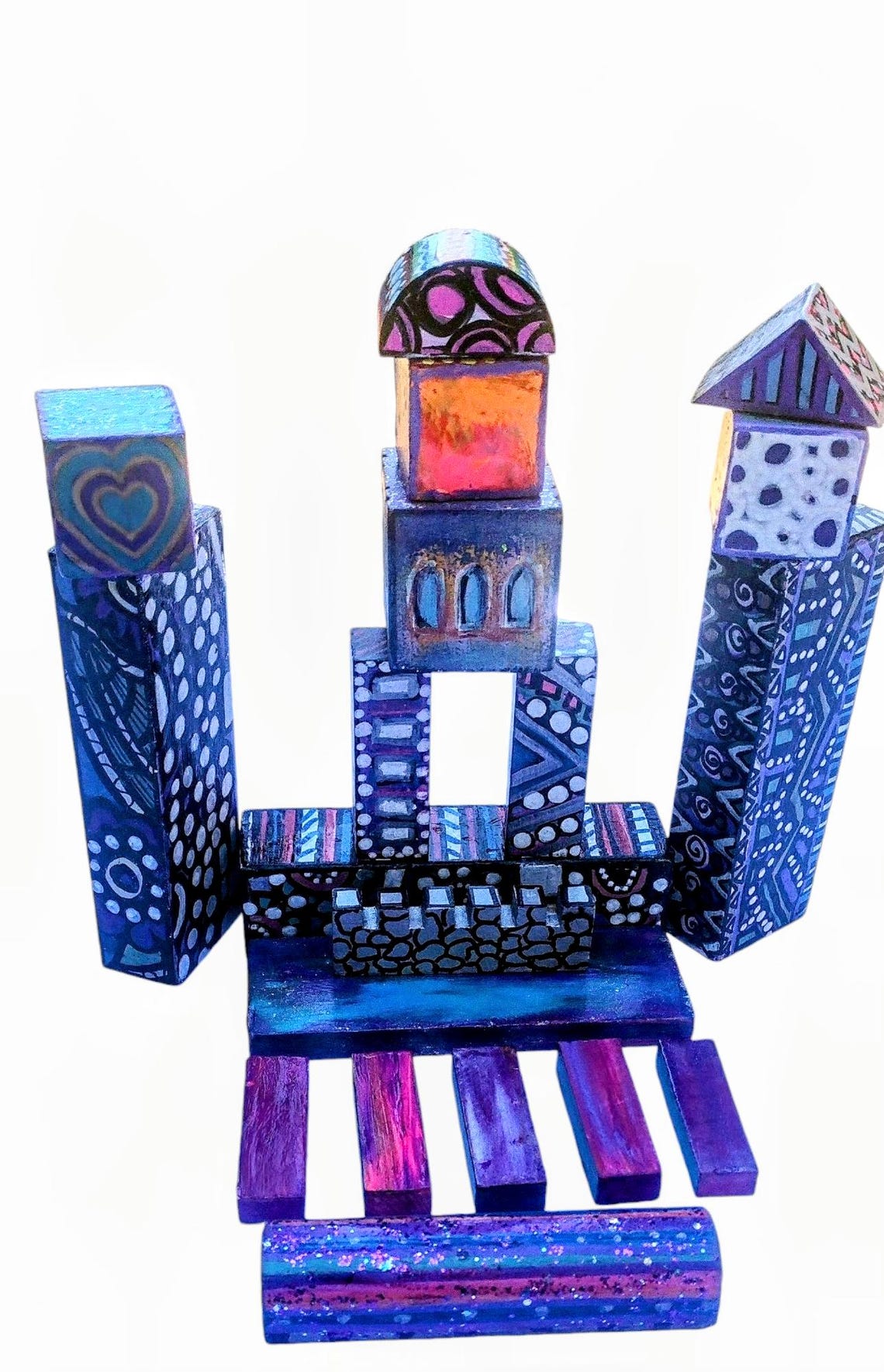 Purple Hand Painted, Set of 19 Art Blocks- Storybook Collection - Etsy