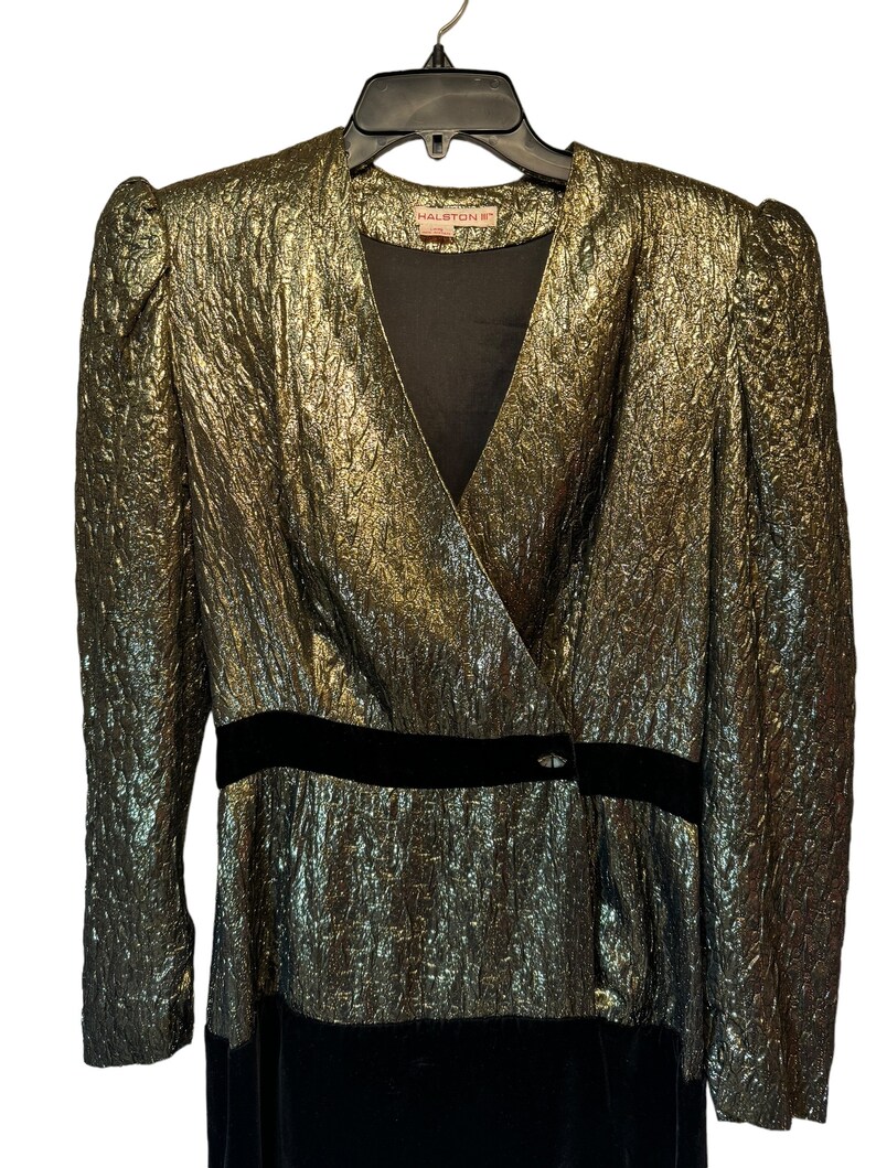 1980's Halston Metallic and Velvet Evening Dress Gold - Etsy