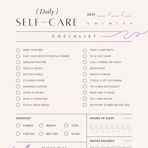 Daily Self-care Planner Printable Wellness Journal Self-care Routine ...