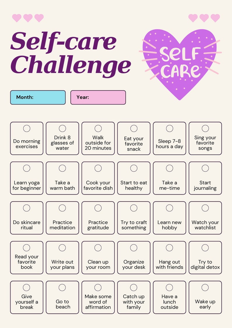 Monthly Self-care Planner Printable Wellness Journal Self-care Routine ...