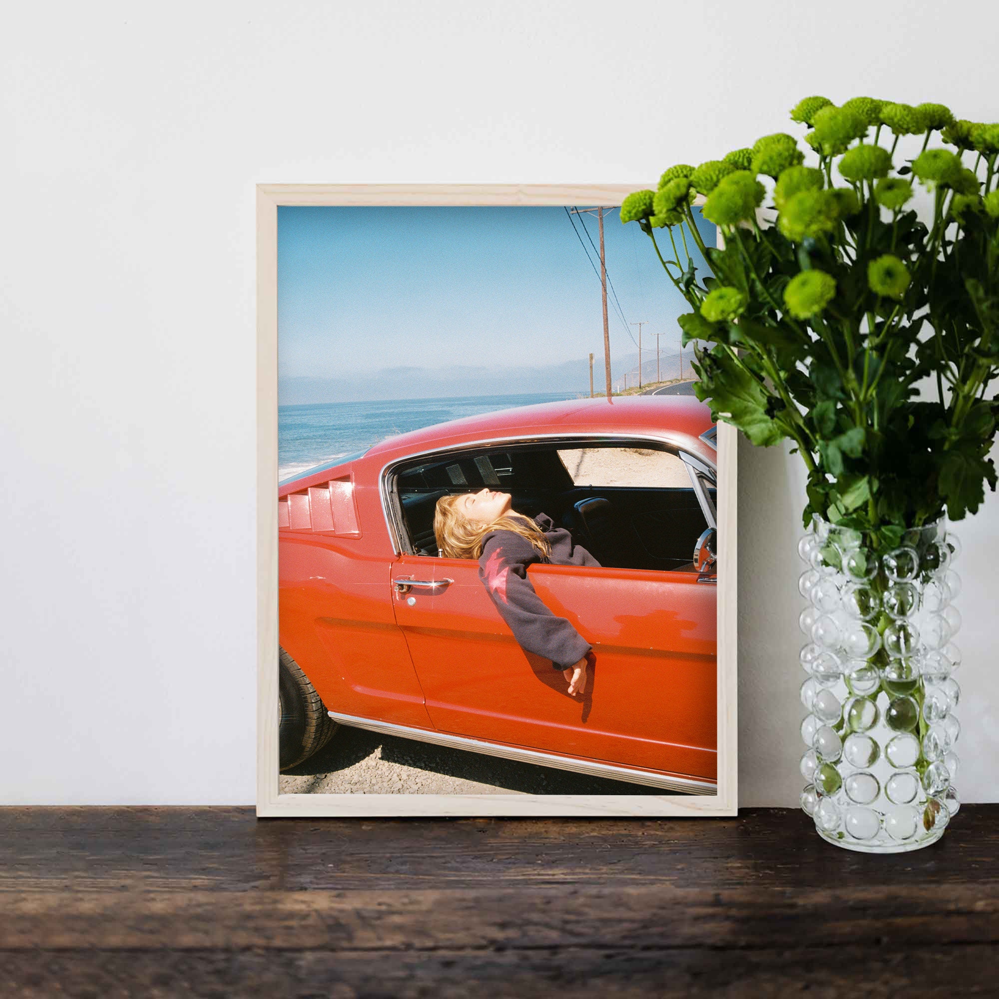 Red Vintage Car Physical Print, Preppy Wall Art, Trendy Wall Art, Girly ...