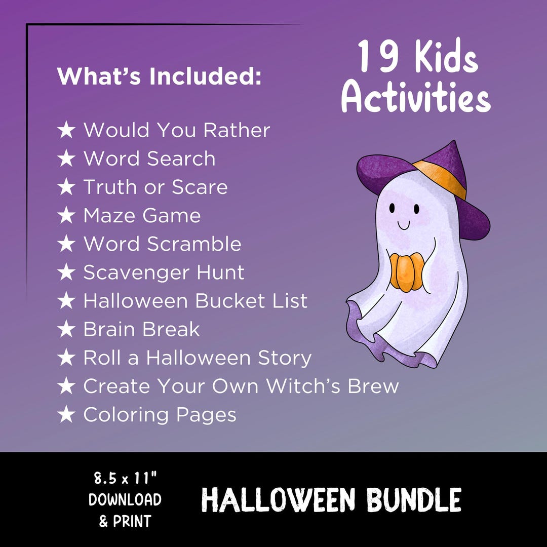 Kids Halloween Activity Bundle, Halloween Coloring Pages, Halloween ...