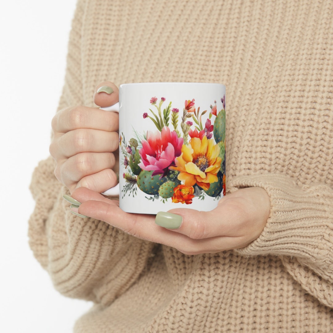 Wildflower Cactus Mug - Etsy