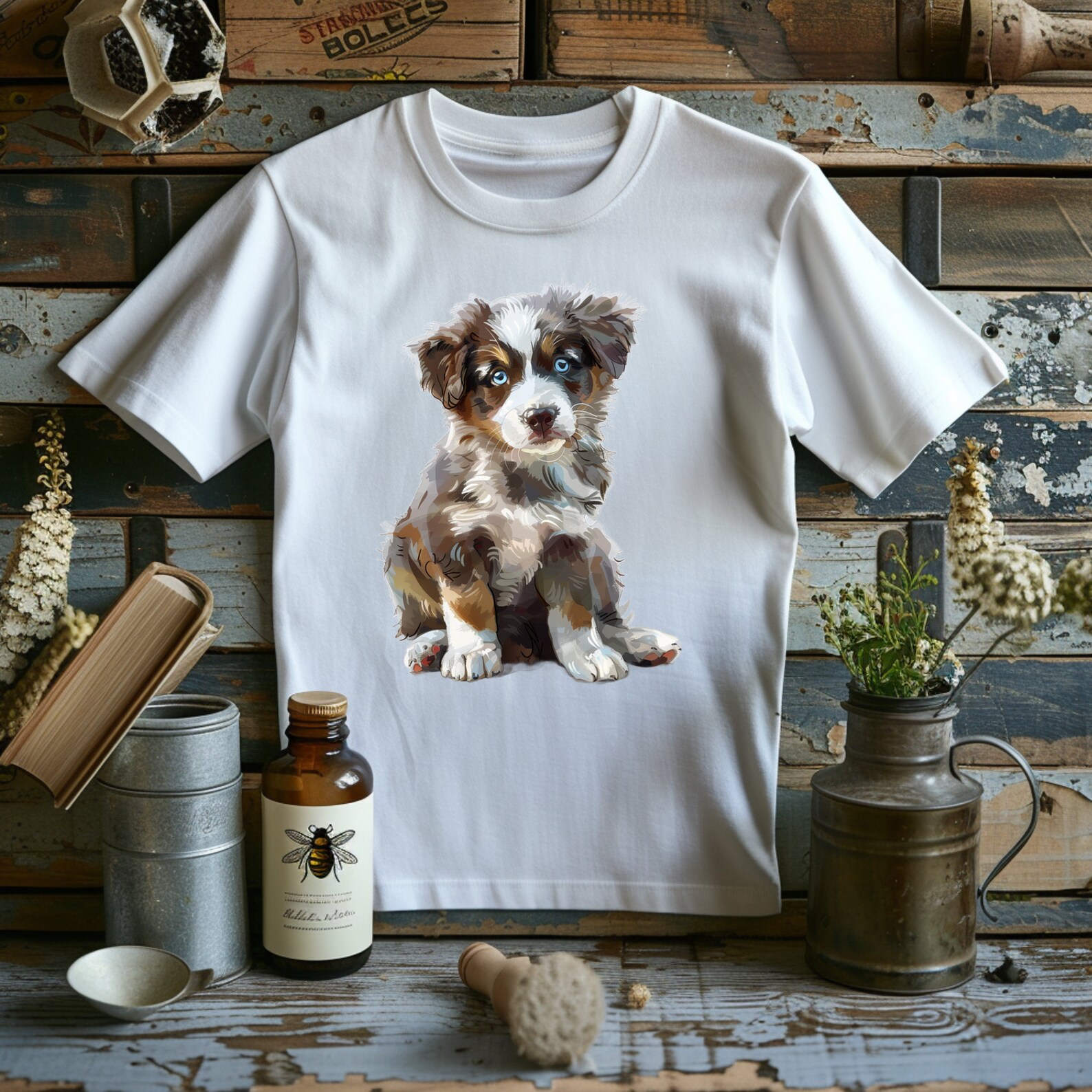 Australian Shepherd Graphic T-shirt- Unique Aussie Dog Print Tee ...