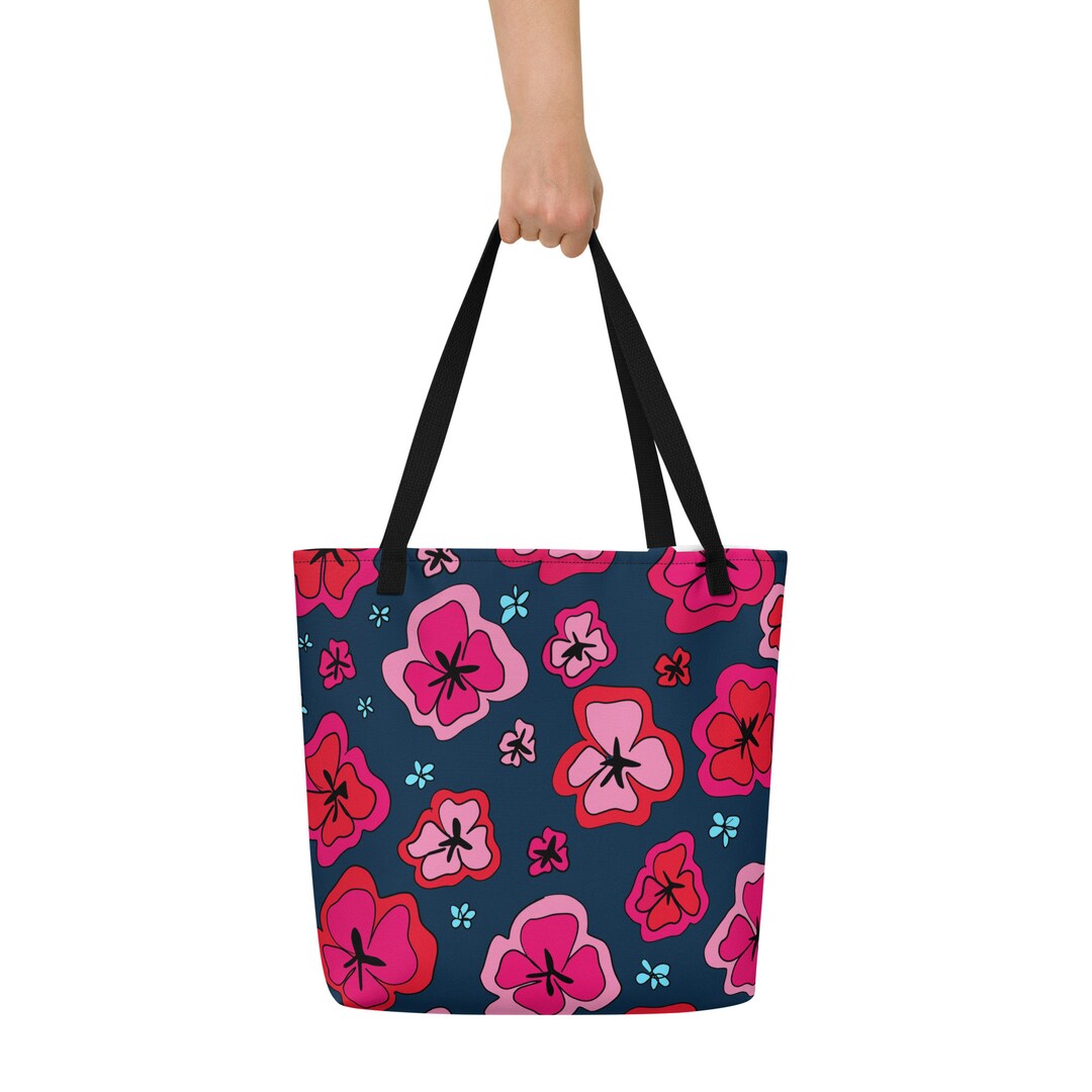 Personalized Large Tote Bag With Floral Design - Etsy