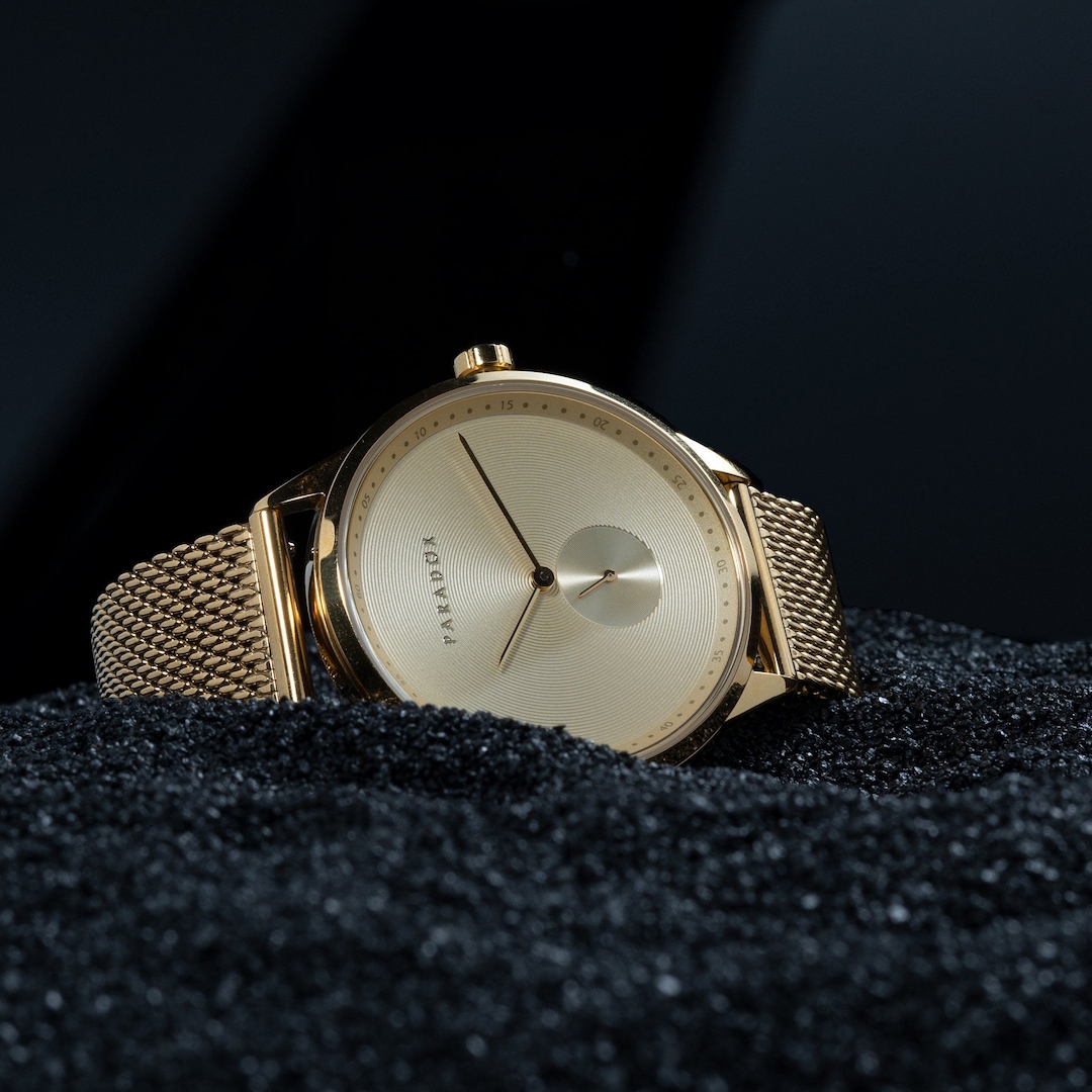 Mens Gold Watch Minimalist Gold Dial Mesh Band Paradox - Etsy
