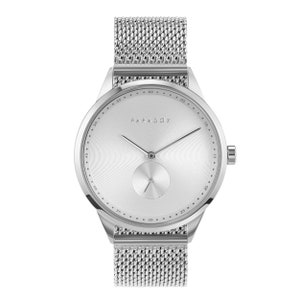 Mens Silver Watch Minimalist Silver Dial With Mesh Band Paradox - Etsy