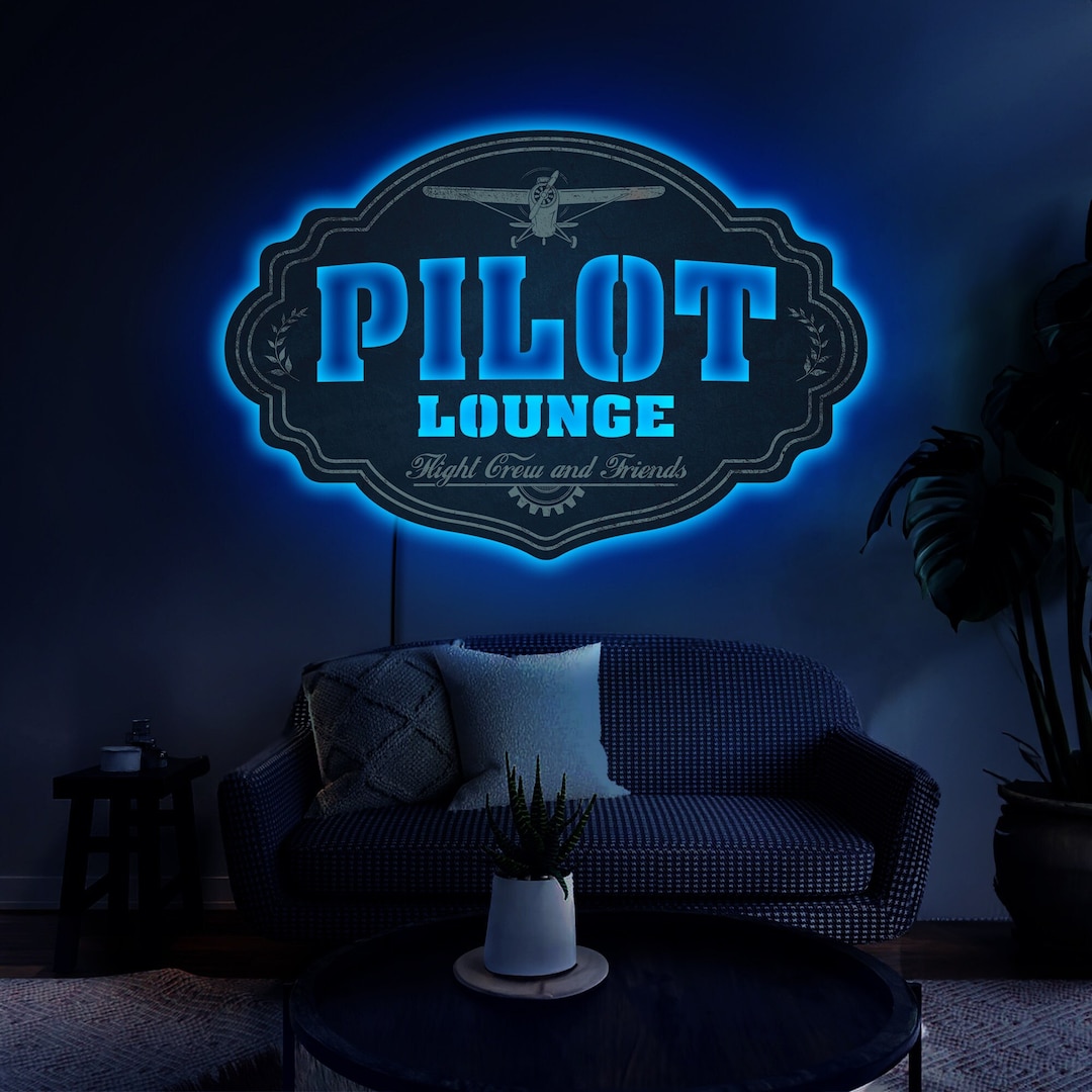 Pilot Lounge Sign Pilot Led Sign Personalized Pilot Lounge - Etsy UK