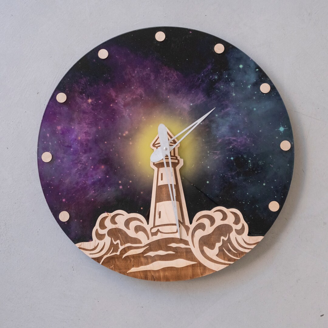 Lighthouse Wall Clock Space Wall Clock Ocean Wall Clock - Etsy