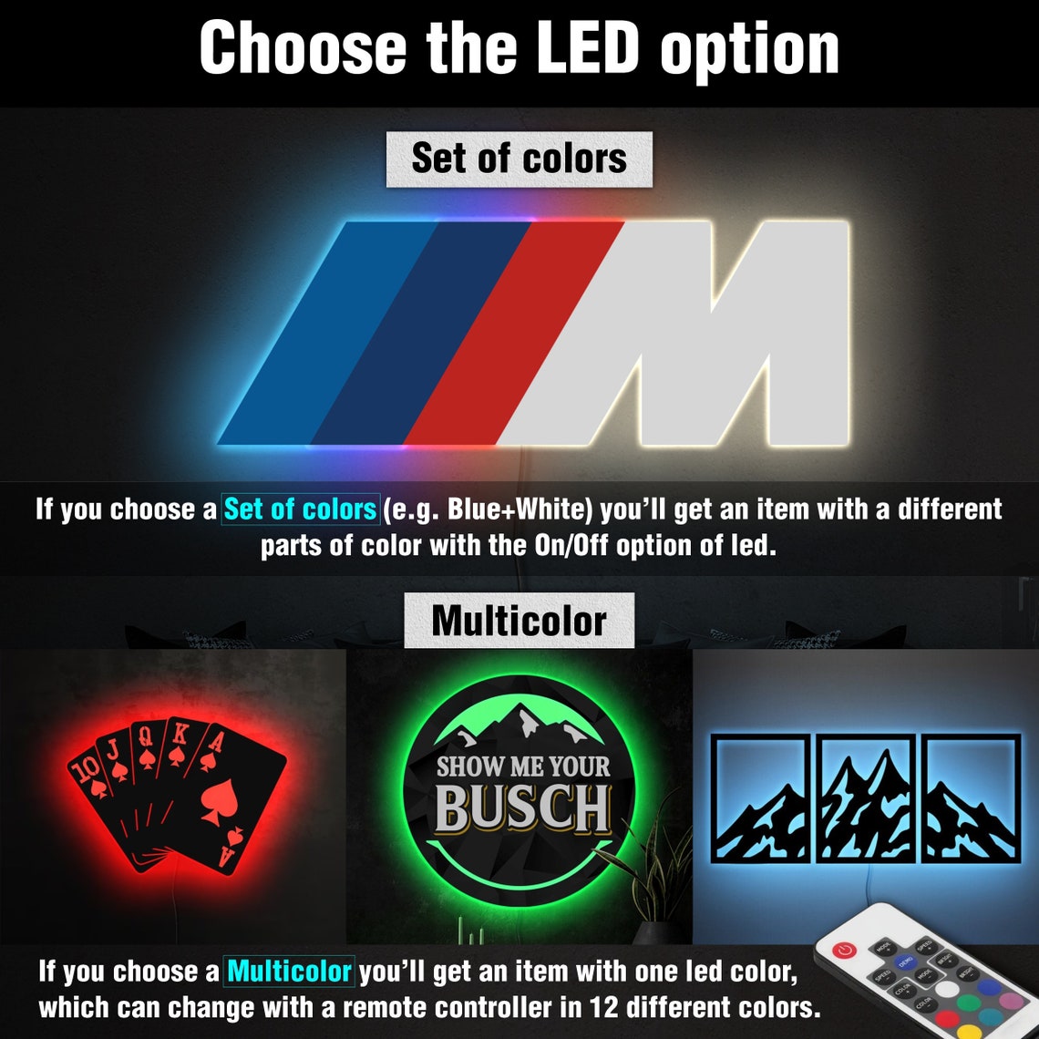 M Power Neon Sign BMW Logo Neon Sign M Power Logo Sign Bmw - Etsy