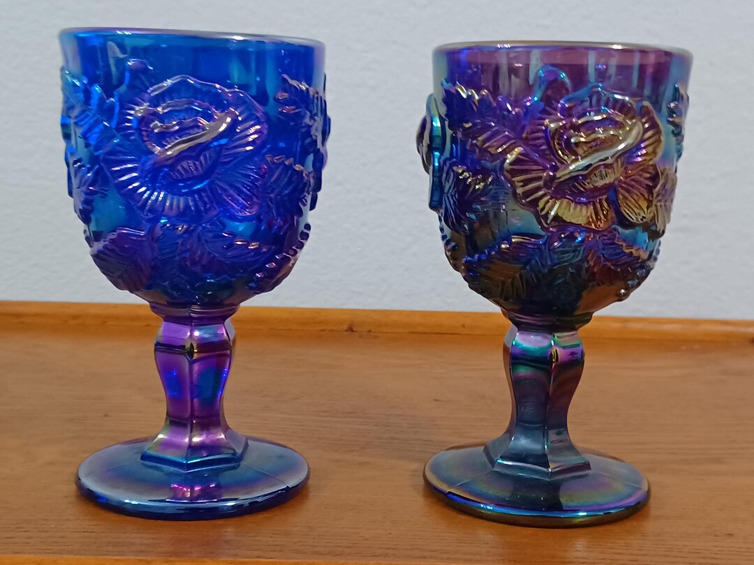 2 Scarce MADONNA INN Cobalt Blue Lusters Glass Water Goblets 9 Oz L.E ...
