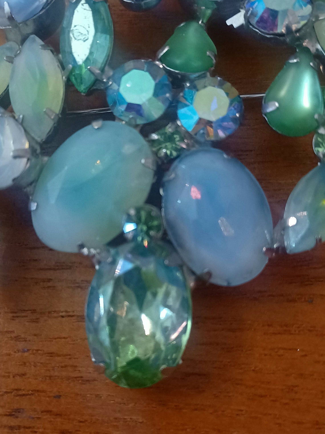 Stunning Vintage Large Kramer of New York Brooch Blue Green Iridescent ...